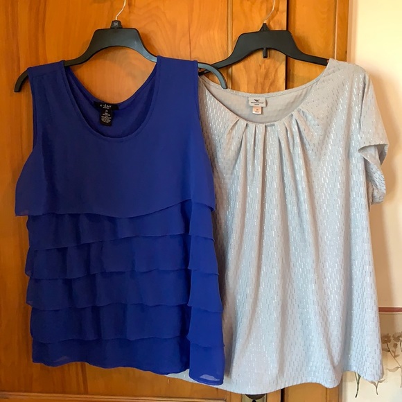 Worthington | Tops | 2 Tops Uknit Layered Ruffle Top Blue Worthington ...